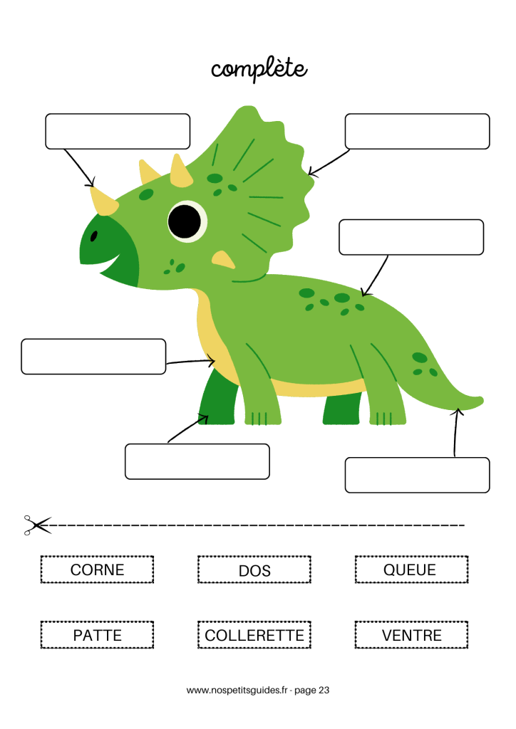 cahier d’activités Dinosaures – Nos petits guides